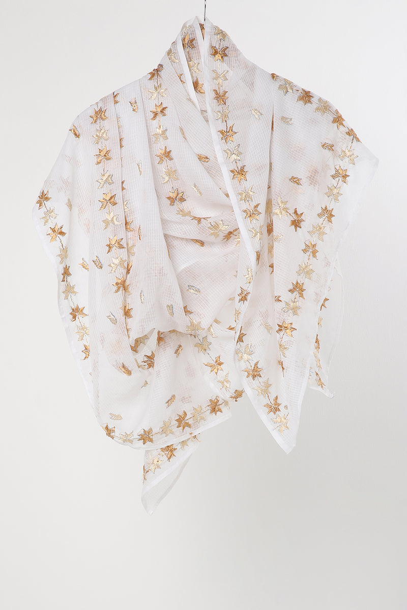 Beige Kota Cotton Bel Phulkari Dupatta – Via East