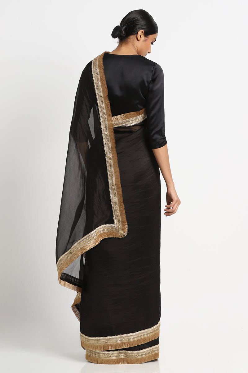 Black Organza Rekha Saree – Via East