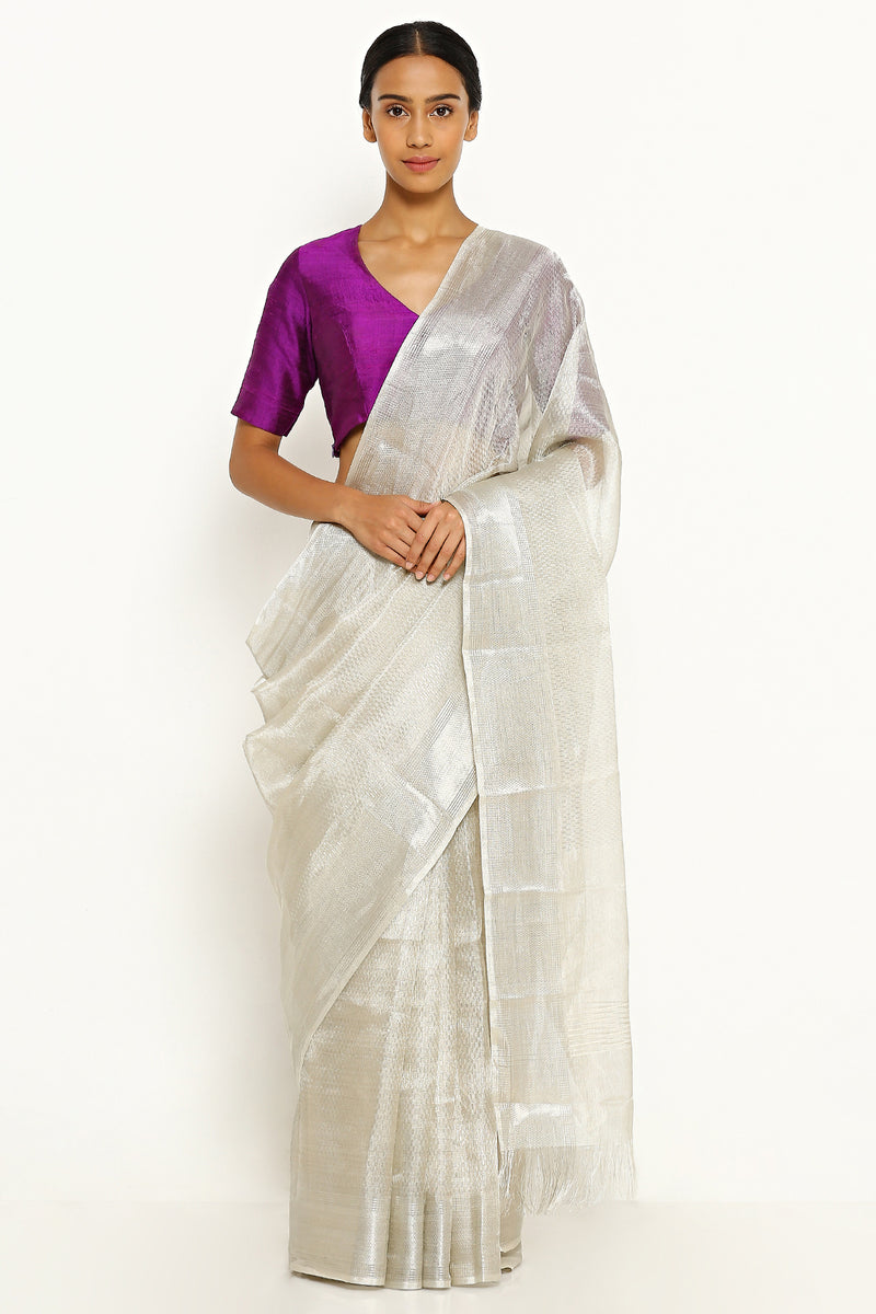 Silver Tissue Mettalic Saree – Via East
